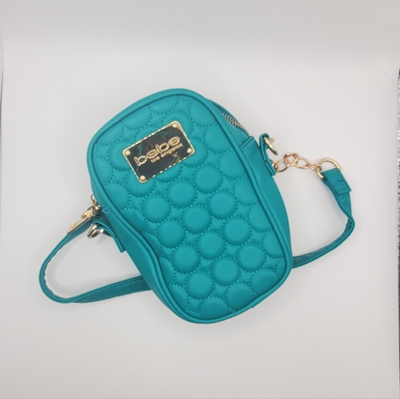 bebe | Bags | Bebe Serafina Quilted Fauxleather Teal Green Gold Metal ...